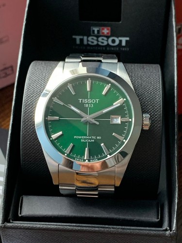 TISSOT Gentleman Powermatic 80 Silicium Green 40mm Dial Automatic Men's ...