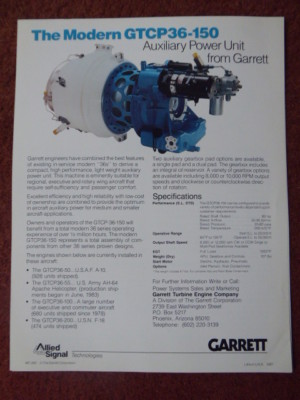 1987 DOCUMENT PUB GARRETT GTCP36-150 APU AUXILIARY POWER UNIT | eBay