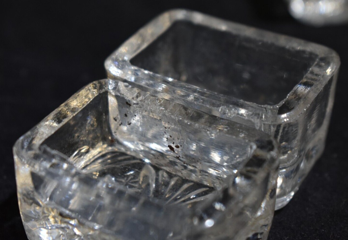 Set of 6 - Open Salt Cellars Wells - Cut Crystal Glass - Rectangle - 1 ...