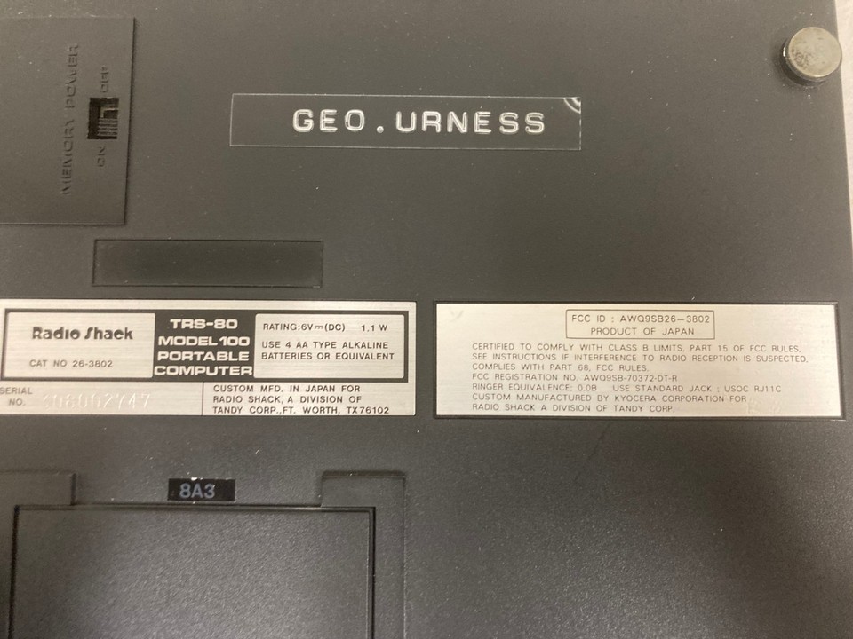 TRS-80 Model 100 Portable Computer 32k MEM Softcase Radio Shack | eBay