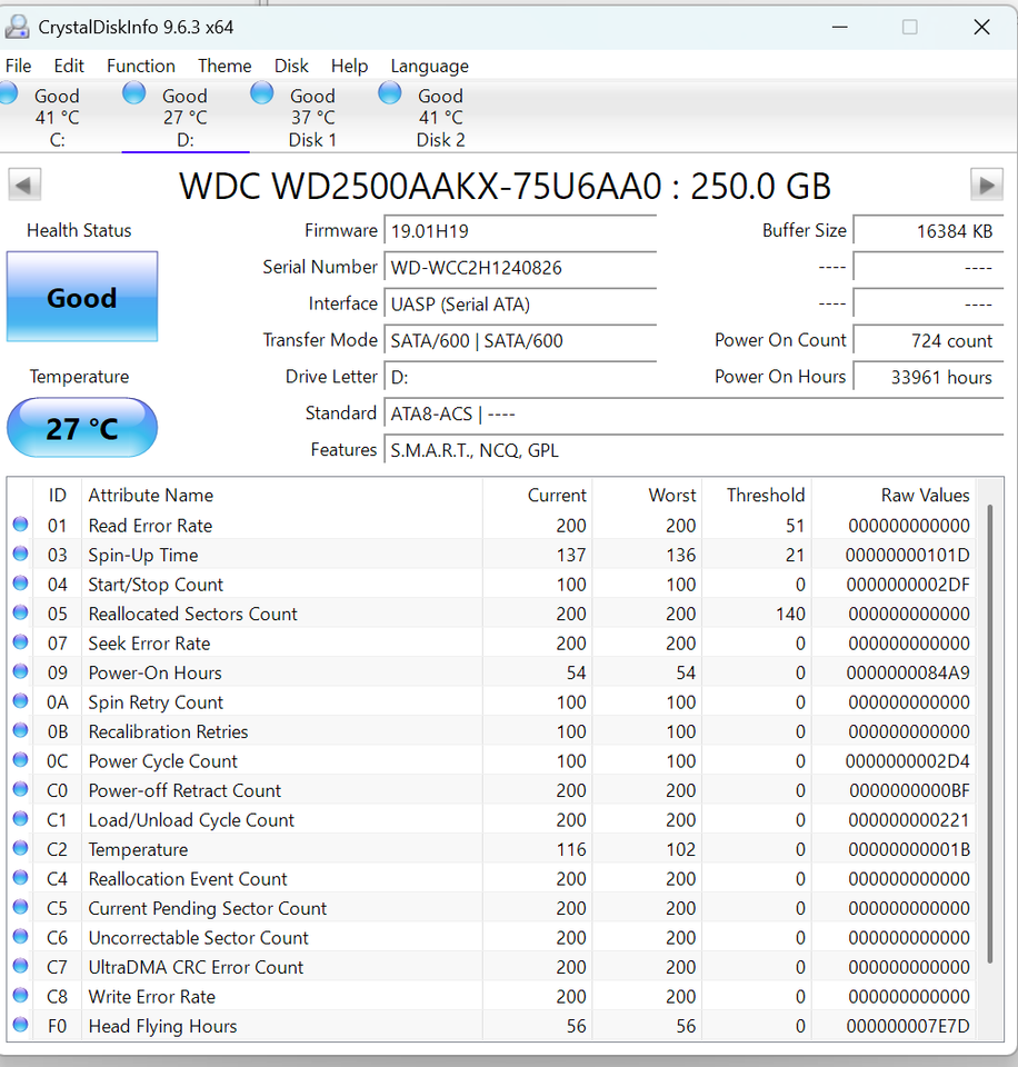 Lot of 8× 3.5" SATA 7200-RPM HDDs (1TB/500GB/320GB/250GB ...