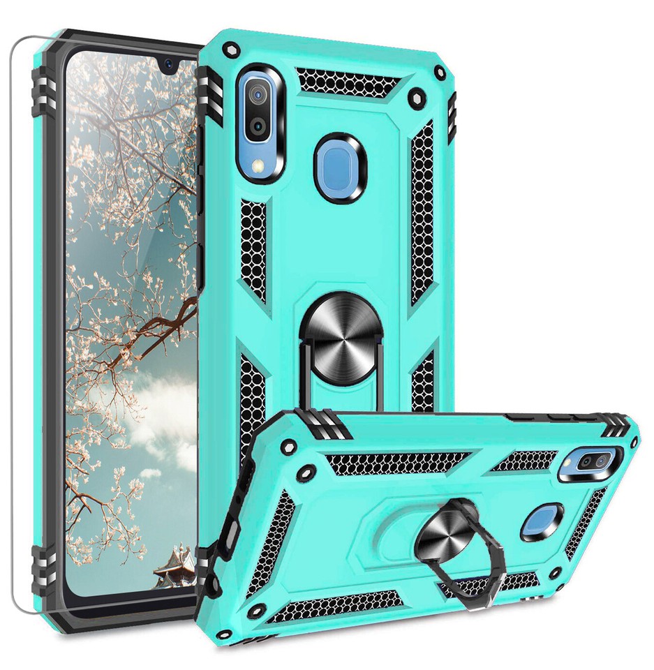 For Samsung Galaxy A20 A50 Case, Magnetic Metal Ring Stand Cover ...