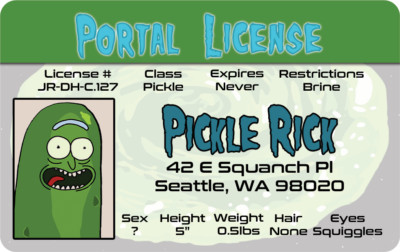 Rick and Morty show PICKLE RICK SANCHEZ ID card Identification ID Card ...