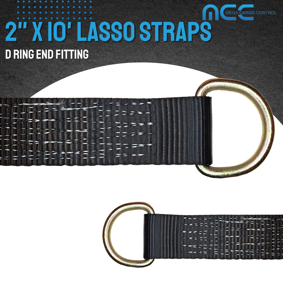 12 Pack 2" x 10' Lasso Strap w/D Ring Auto Tie Down Wheel Lift Tow Truck Trailer | eBay