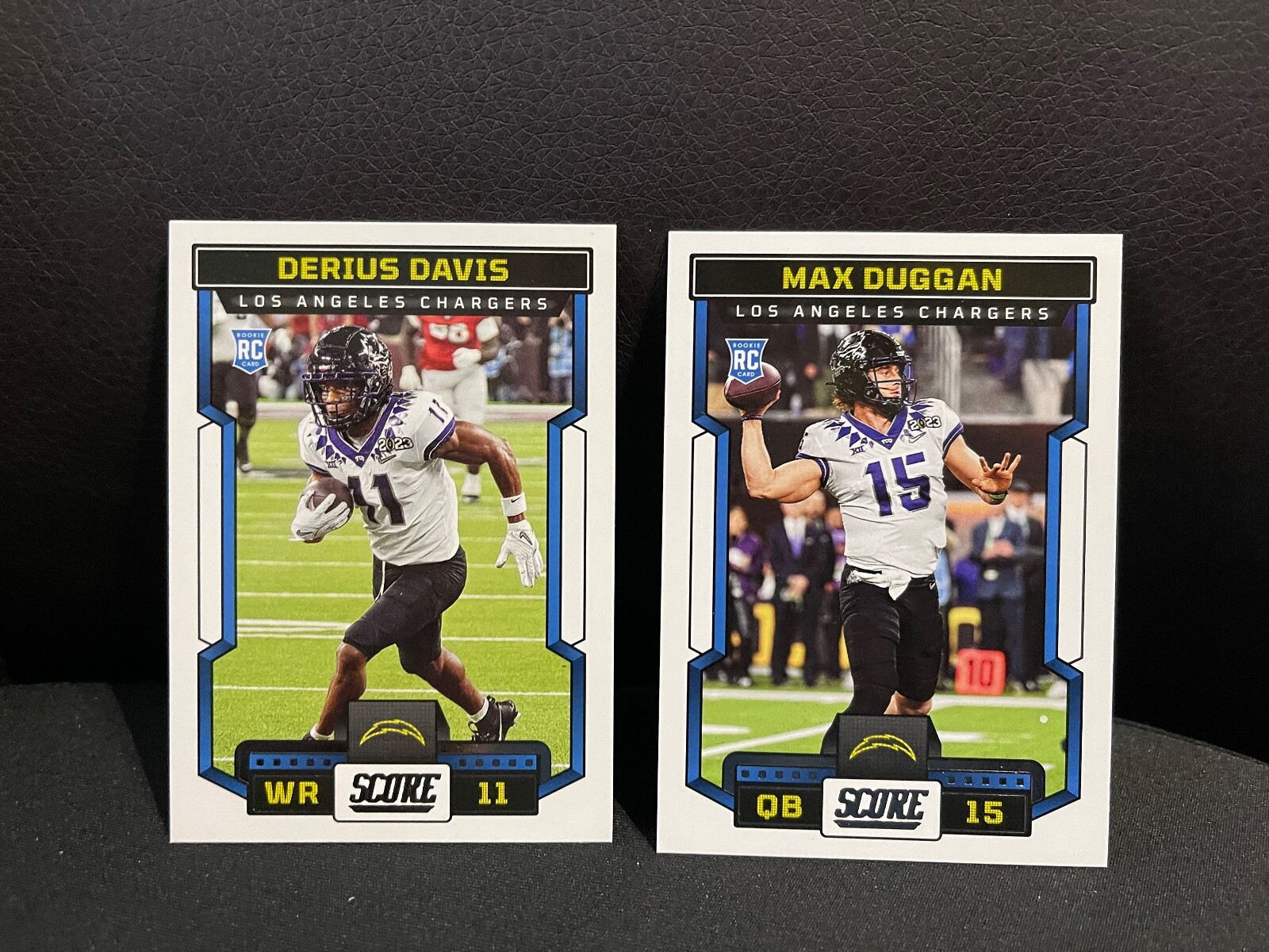 2023 Panini Score Derius Davis RC #364 & Max Duggan RC #308 Los Angeles ...