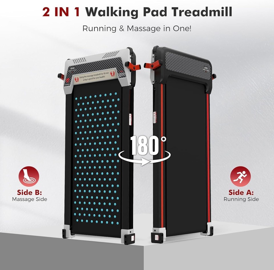 CITYSPORTS Walking Pad with 6% Incline Massage Function,2 in 1 Under ...