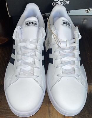 Mens Adidas Grand Court White Black Tennis Sneaker F36392 NEW SZ US 12 ...