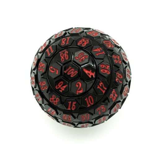 d100 Black and Red Hex 100 Sided Die, D100 Game Dice, 100 Sides DnD RPG ...