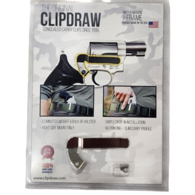 Clipdraw Belt Clip for Smith & Wesson J Frame IWB OWB Silver - Right ...