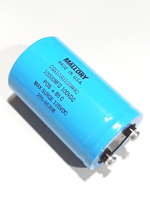 MALLORY 10000uF 100VDC Large Can Screw Terminal Electrolytic Capacitor ...