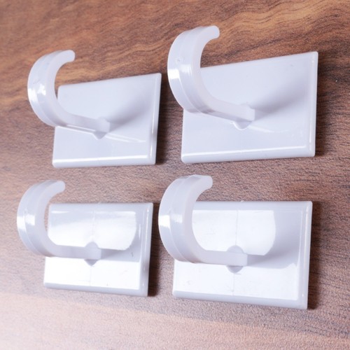 8 x WHITE STICKY BACK HOOKS Self Adhesive Loops Hanging Storage Kitchen ...