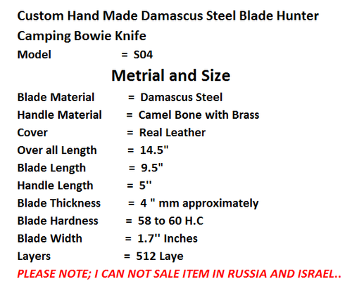 Damascus Steel, Boing Knife, Handmade Hunter, Fixed Blade Knifo Camping ...