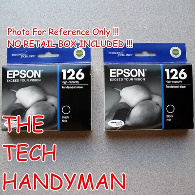 2-PACK EPSON GENUINE 126 BLACK INK (NO RETAIL BOX) for WORKFORCE WF ...