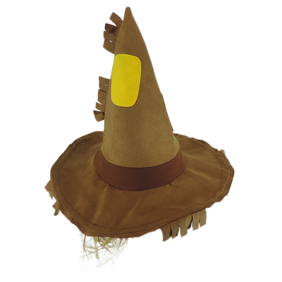 Pointed Raggedy Look Hillbilly Scarecrow Patched Costume Hat with ...