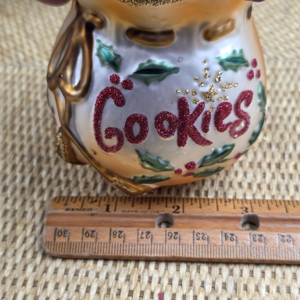 Lenox Glass Christmas Ornament Cookie Jar Teddy Bear Presents Holly ...