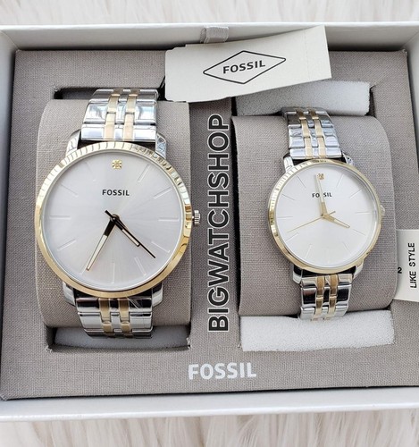 New Fossil His and Her Lux Luther Three-Hand Two-Tone Gift Set ...