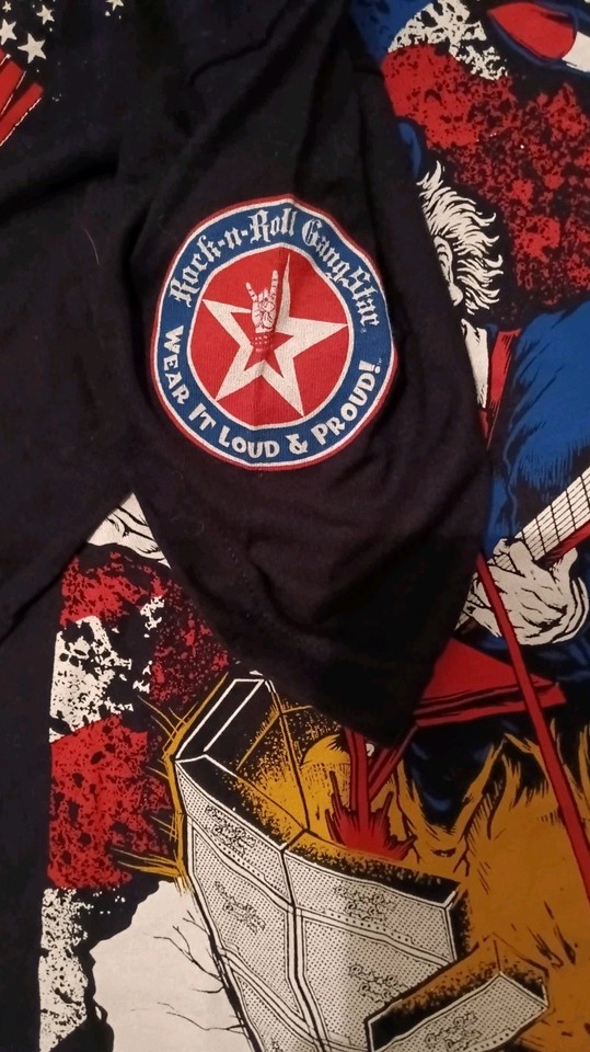 Rock-n-Roll GangStar Uncle Sam Make America Rock Again Mens L Tee Biker ...
