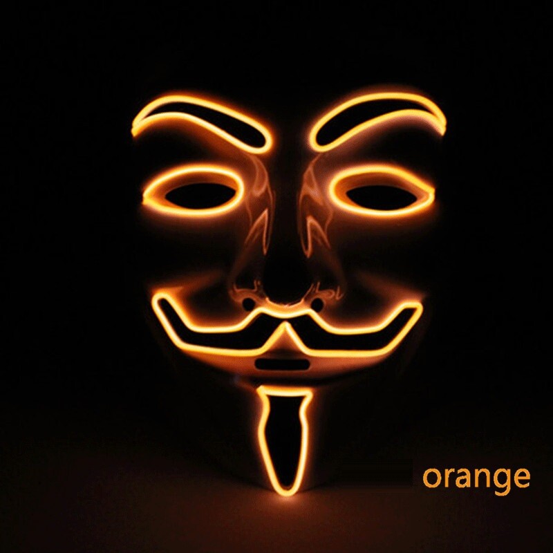 V for Vendetta LED Light Up Hacker Mask EDC Night Club Rave Costume ...