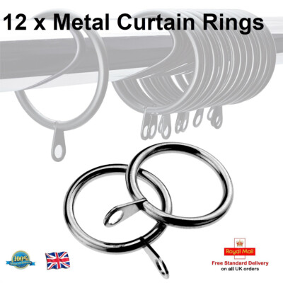 Large Chrome Heavy Duty Curtain Rings - 12 Pack, 32mm Diameter, Modern ...