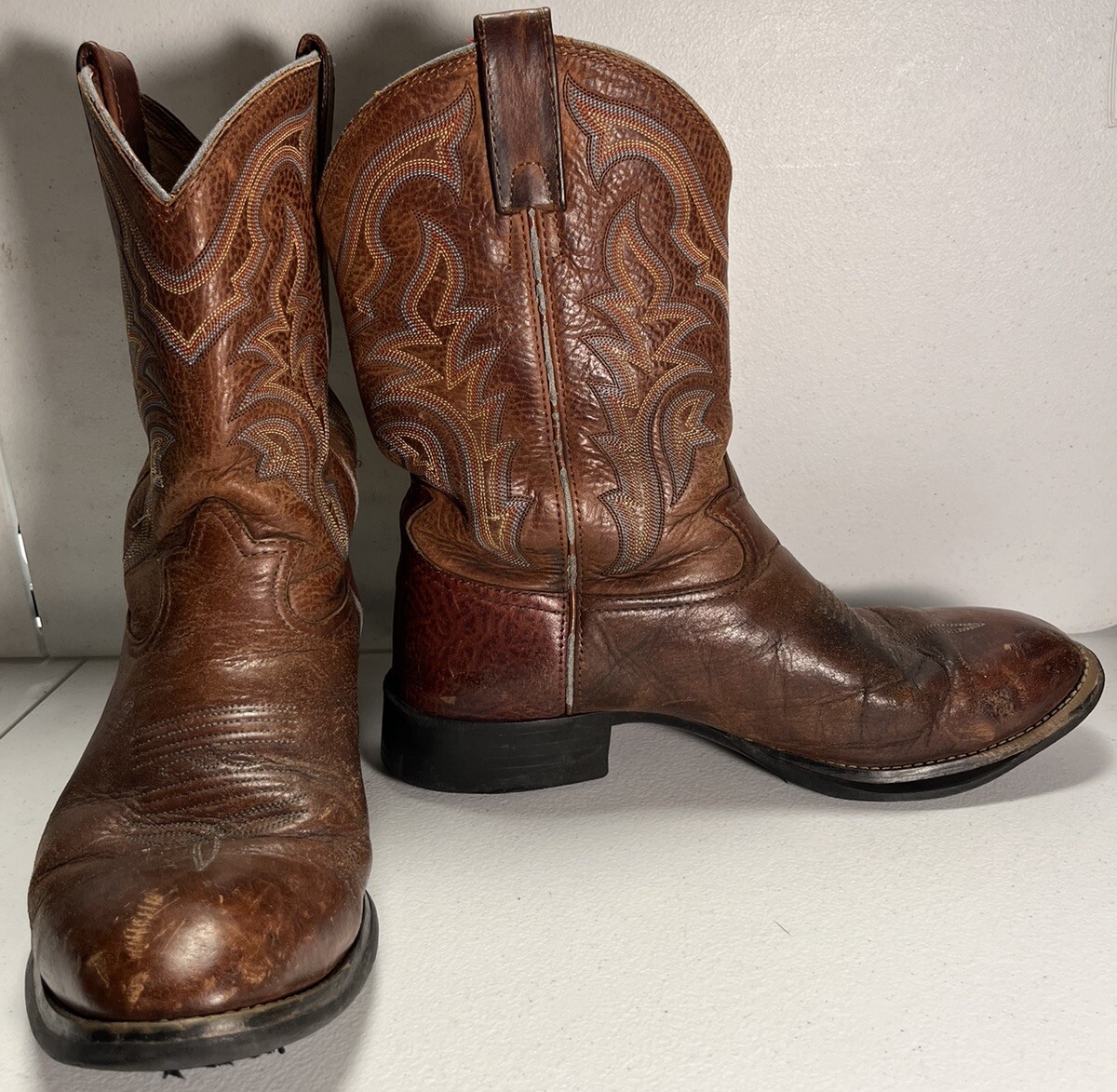 Tony Lama RR1100 Men's Brown Leather Ropers Cowboy Western Boots Size ...