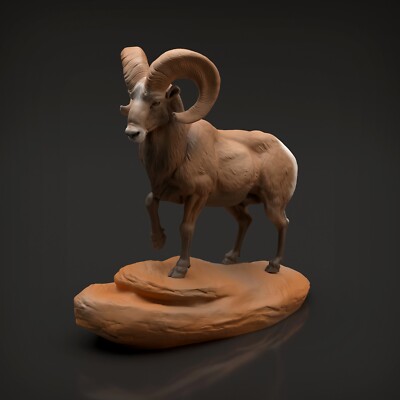 Big Horn Ram 3D Printed Resin Model RR Diorama Unpainted Wildlife ...
