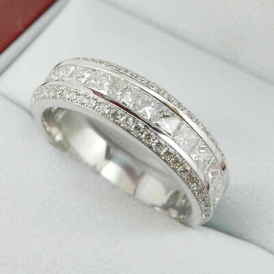 2.5CT Round Lab-Created Diamond Men's Wedding Band Ring 14K White Gold ...