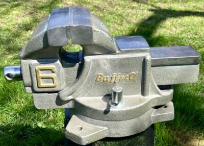 Vintage Buffalo bench vice, huge 6”Heavy Duty Great Shape!🔥 Need Handle ...
