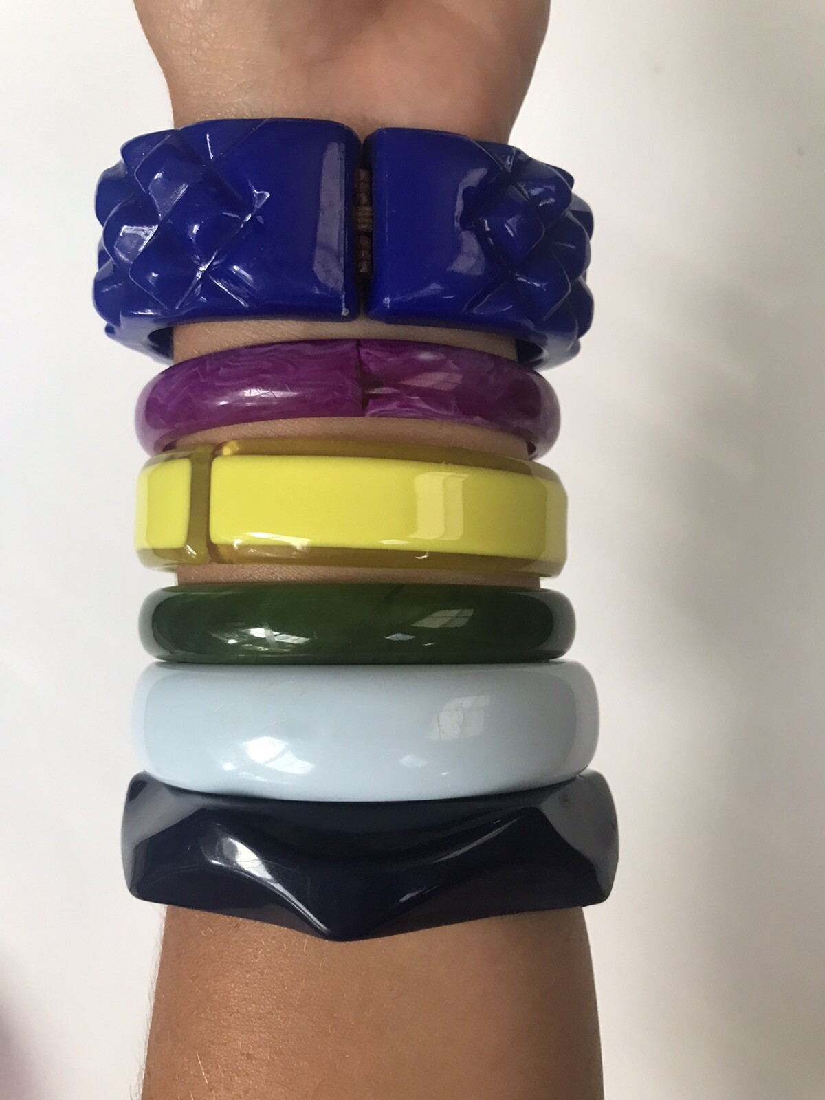 Lot Of Funky Plastic Bangle Bracelets Retro - Gem