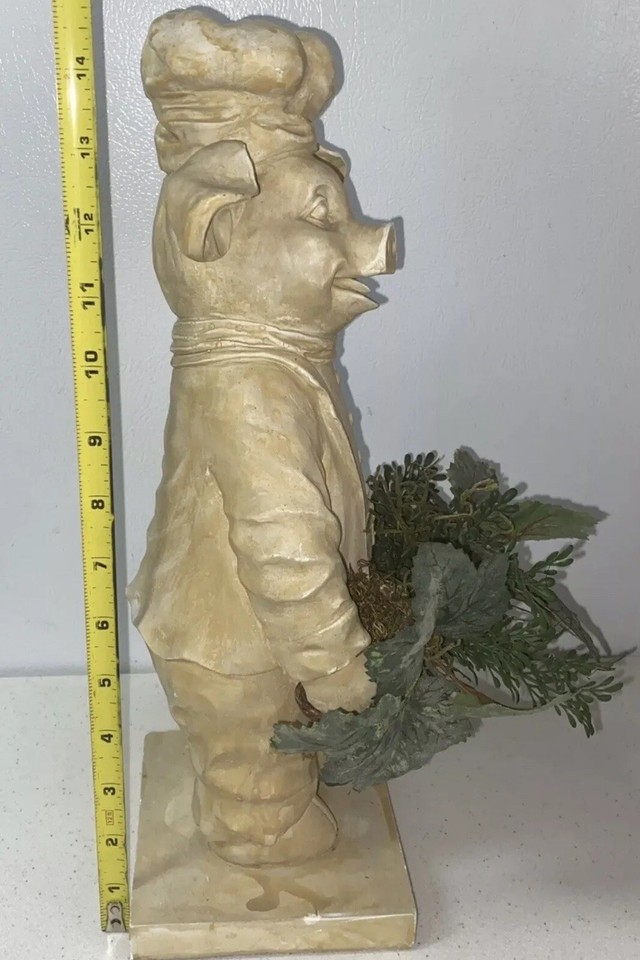 Vintage Chef Pig Statue Figure French Pastry Butcher Shop Restaurant 14 ...