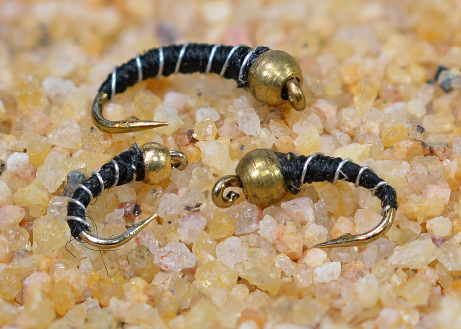 Bead Head Black Zebra Midge Nymph Fly - 1 Doz Flies - Mustad Signature ...