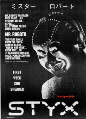 1983 Styx "Mr. Roboto" Song Release Music Industry Promo Reprint Ad | eBay