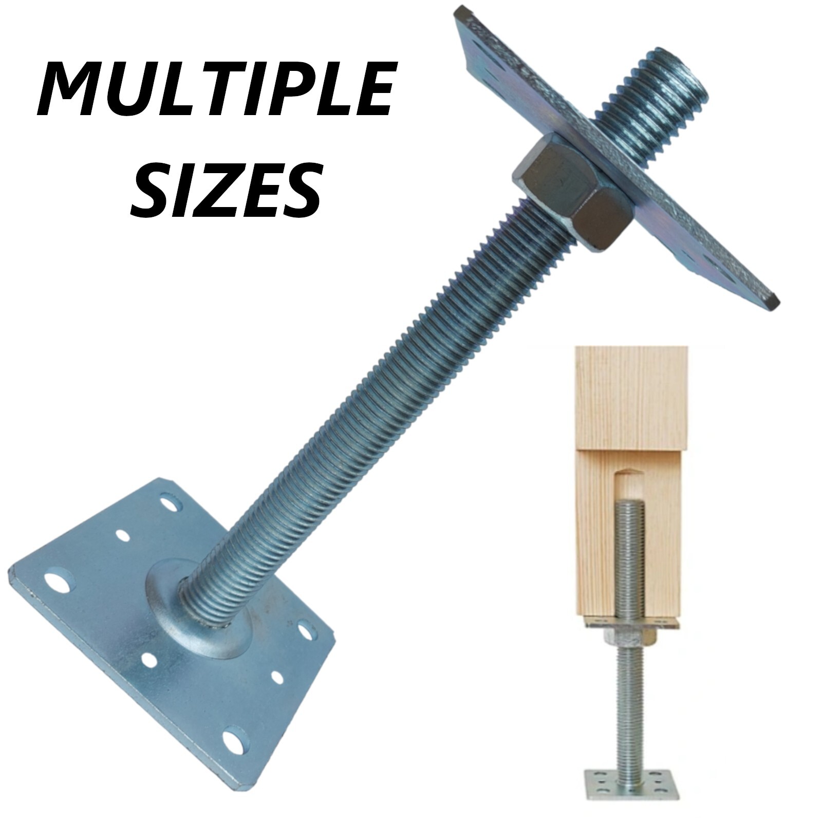 Heavy Duty Galvanised Adjustable Height Pergola Support Bolt-Down Base Post DIY | eBay UK