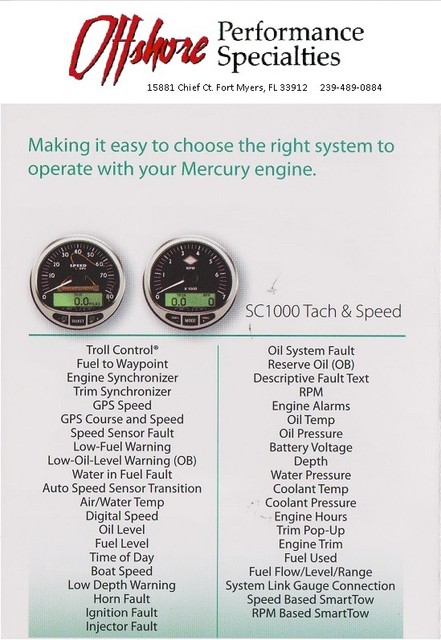 Mercury SMARTCRAFT Sc1000 Tachometer Kit 7k White for sale online | eBay
