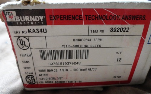 New Burndy KA34U Terminal Blocks Lot of Twelve (12) | eBay