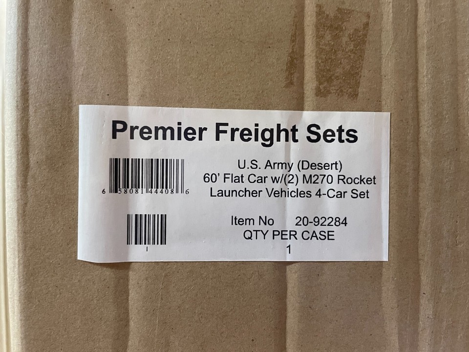 MTH 20-92284 U.S. ARMY 60' FLATCAR M270 MLRS 4-CAR SET TRAIN MILITARY ...