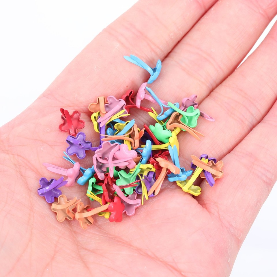 200Pcs Metal Flower Paper Brads, Multicolor Mini Bras Split Pins ...