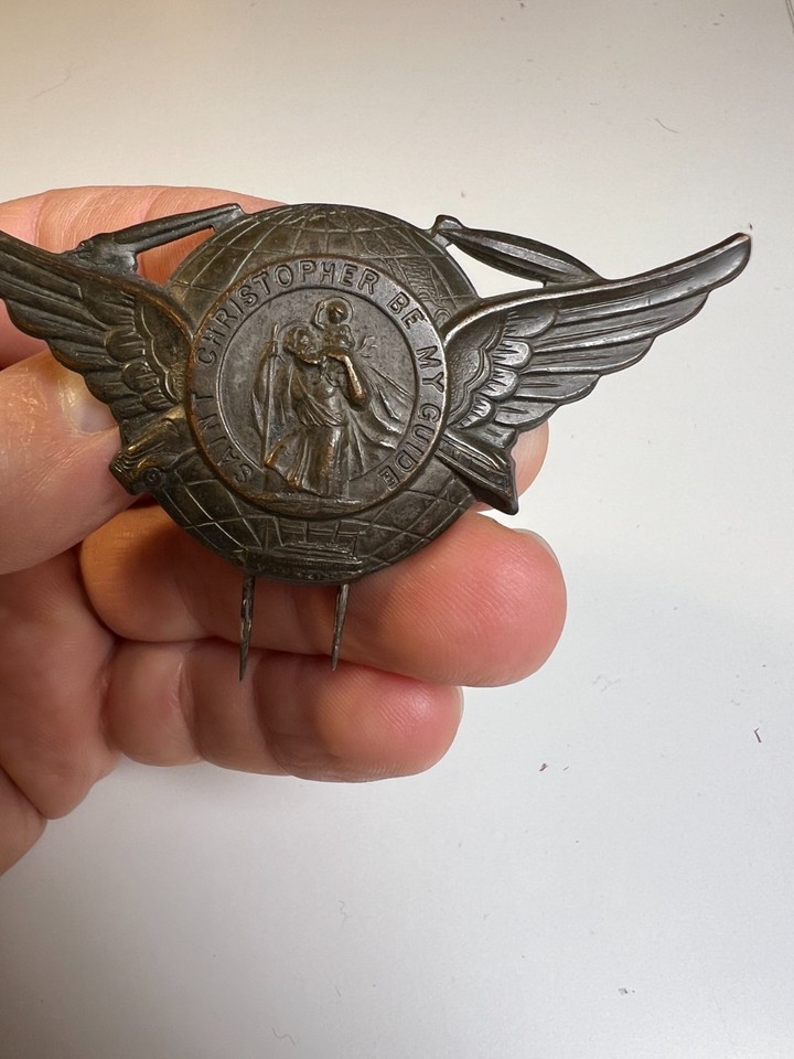 Antique Saint Christopher Guardian Clip Visor Medal Metal Auto Pin ...