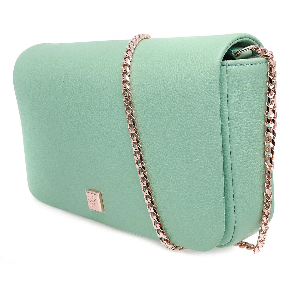 Chopard Ice Cube Mini Chain Mint Green Grained Leather Shoulder Bag ...