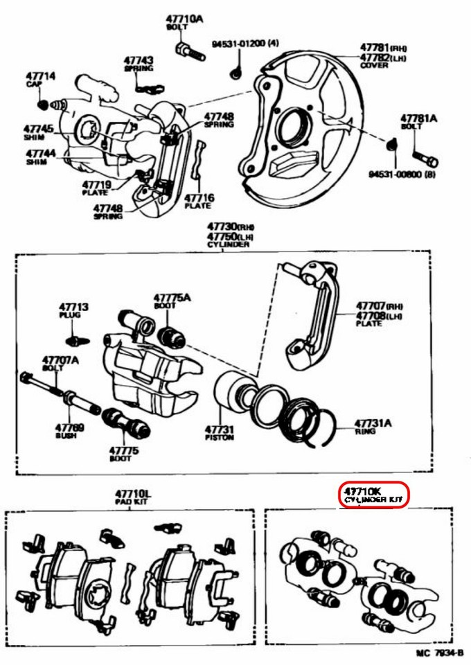 Toyota Genuine Corolla AE86 Levin Trueno Front & Rear Caliper Repair ...