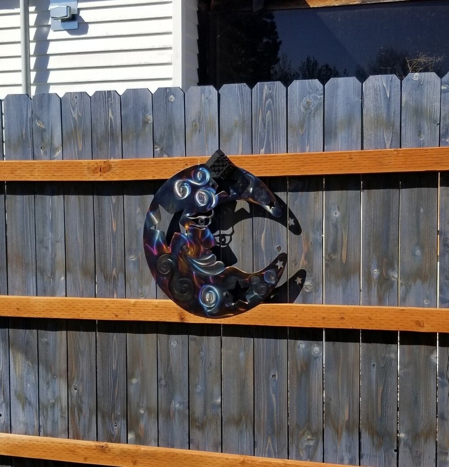 Metal moon Home decor indoor Patio outdoor living Room Wall hanging 30 ...