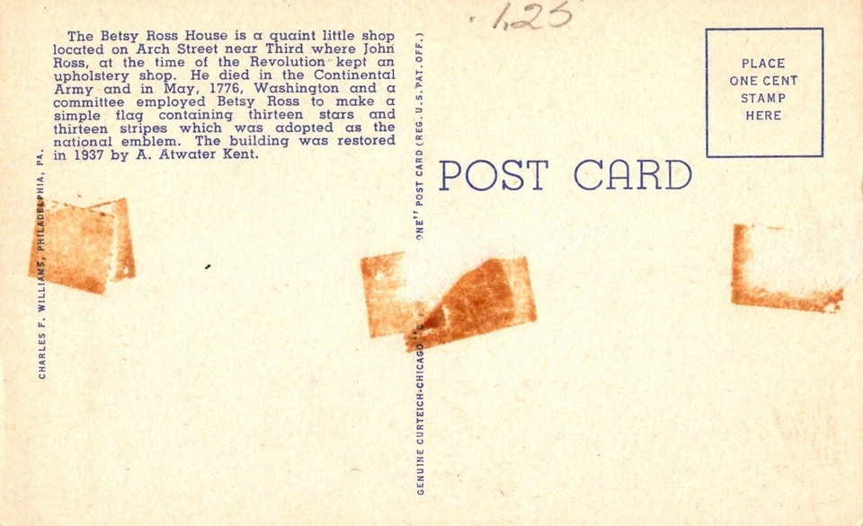 Philadelphia PA-Pennsylvania Betsy Ross House Arch Street Flag Vintage ...