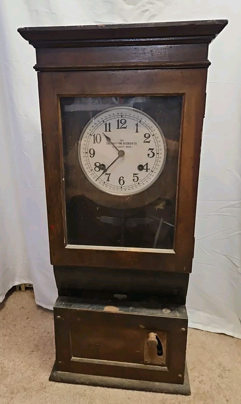 Antique Cincinnati Time Recorder Co. Time Clock Wall Clock | eBay