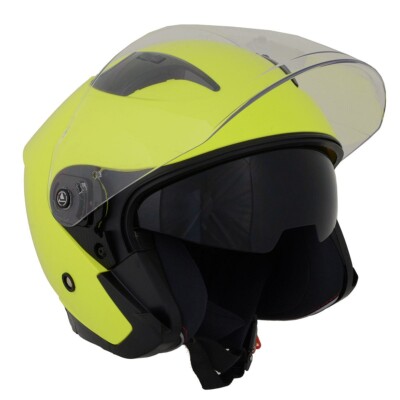 Milwaukee Helmets 9823 DOT 'Shifty' Open Face 3/4 Neon Yellow Biker ...