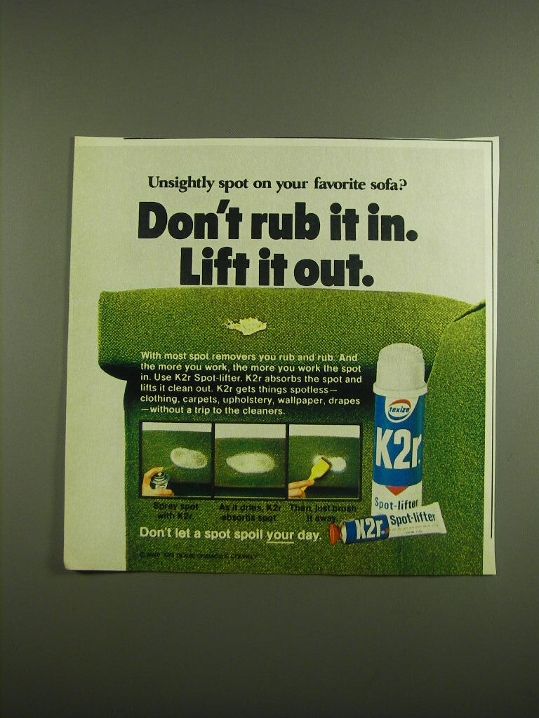 1973 Texize K2r Advertisement - Don't rub it in. Lift it out. | eBay