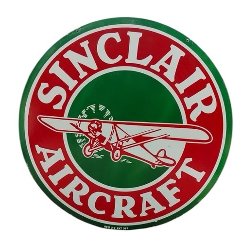 GREEN SINCLAIR AIRCRAFT AVIATION PORCELAIN ENAMEL SIGN 48 INCHES DSP ...