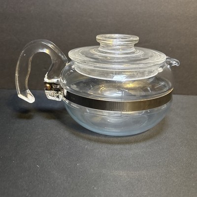 Vtg PYREX Flame Ware 8446-B Glass 6 Cup Stove Top Coffee/Tea Pot Kettle ...