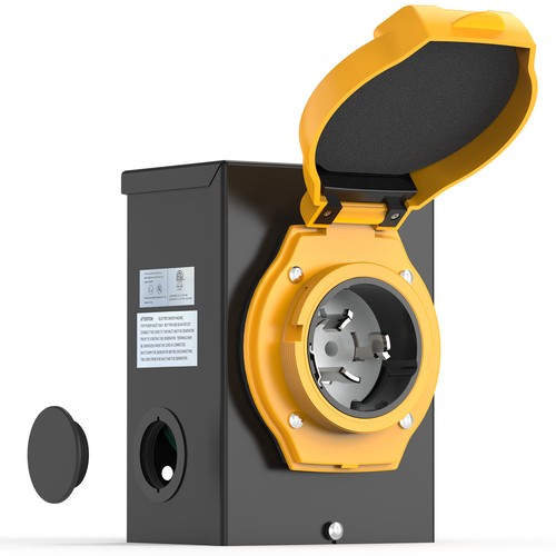 50Amp 3-Prong SS2-50P Generator Power Inlet Box Lockable with Light ...