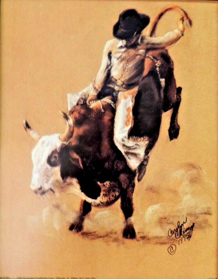 BULL RIDING PICTURE RODEO COWBOY CAROLYN CHENEY FRAMED PRINT 8X10 | eBay
