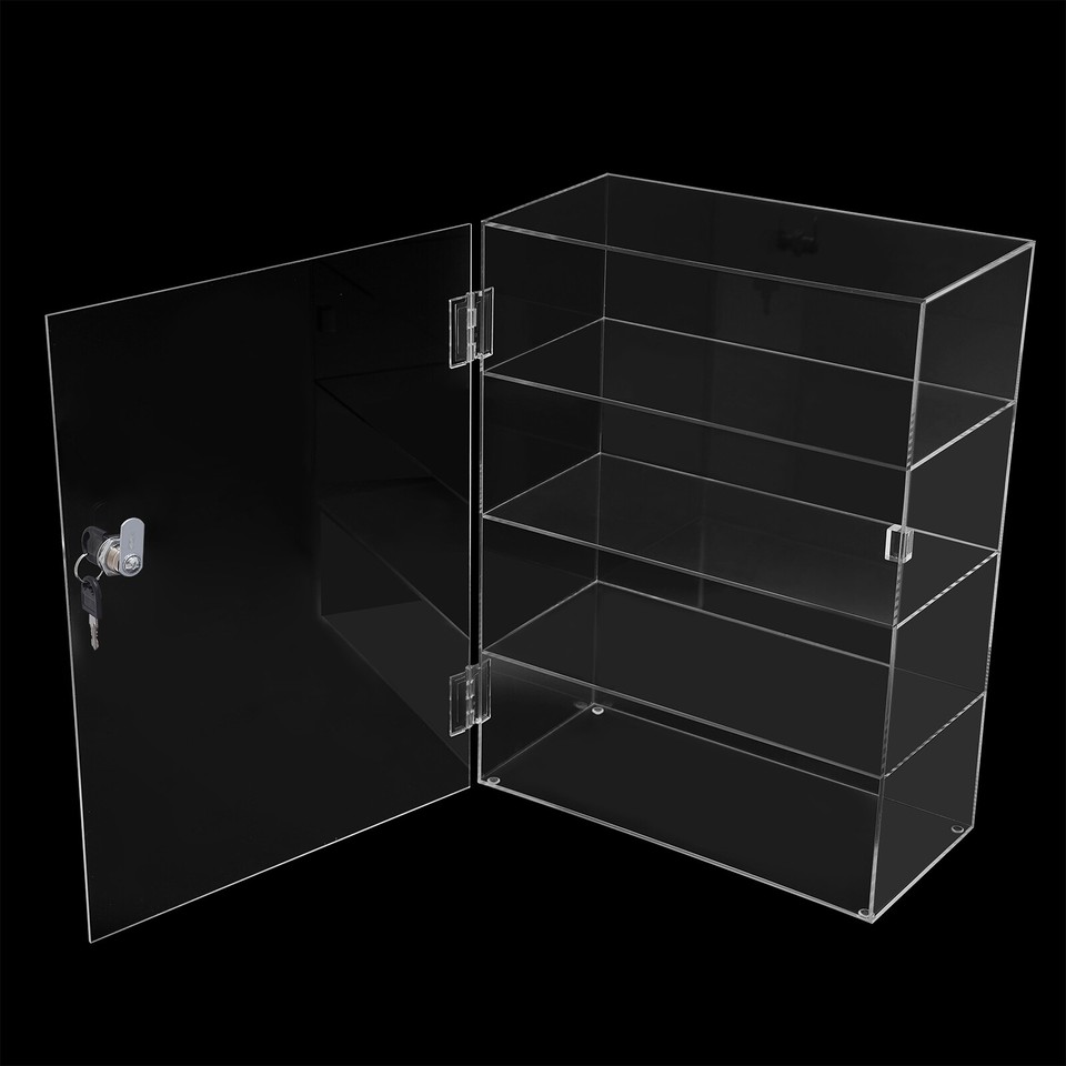 Clear Acrylic Display Case Countertop Box Dustproof Shelves Showcase ...