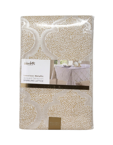 Colordrift 60 x 144" Sparkling Gold Silver Lattice Luxurious Jacquard ...